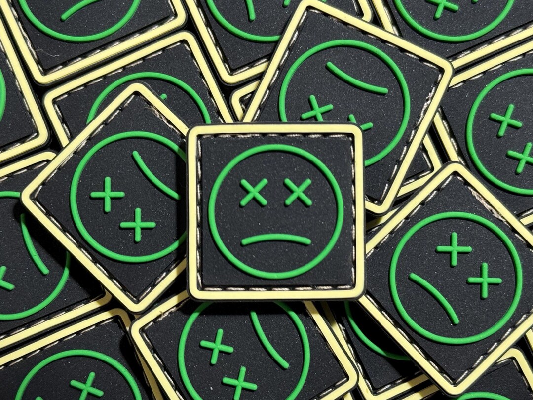 PVC Velcro Patch Sad Face Black, Yellow and Green, Every Day Carry EDC ...