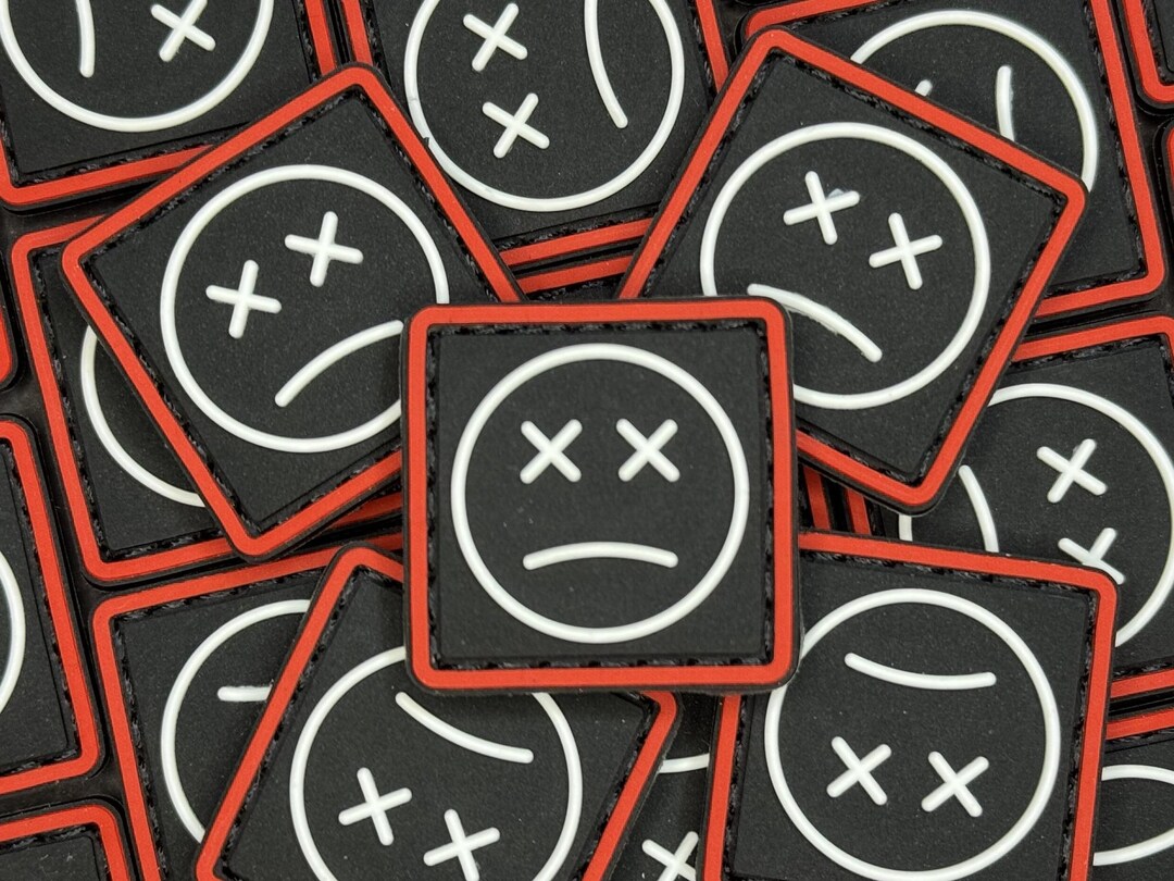 EDC Velcro Patch Sad Face Black, Red and White, Ranger Eye Patch Every Day Carry PVC Patch - Etsy