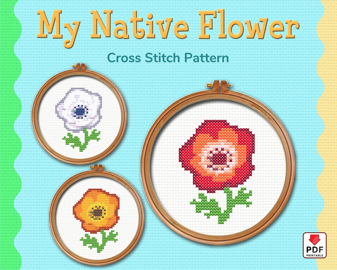 ACNH Windflower Cross Stitch Pattern, DIY Easy Embroidery, Pdf Digital ...