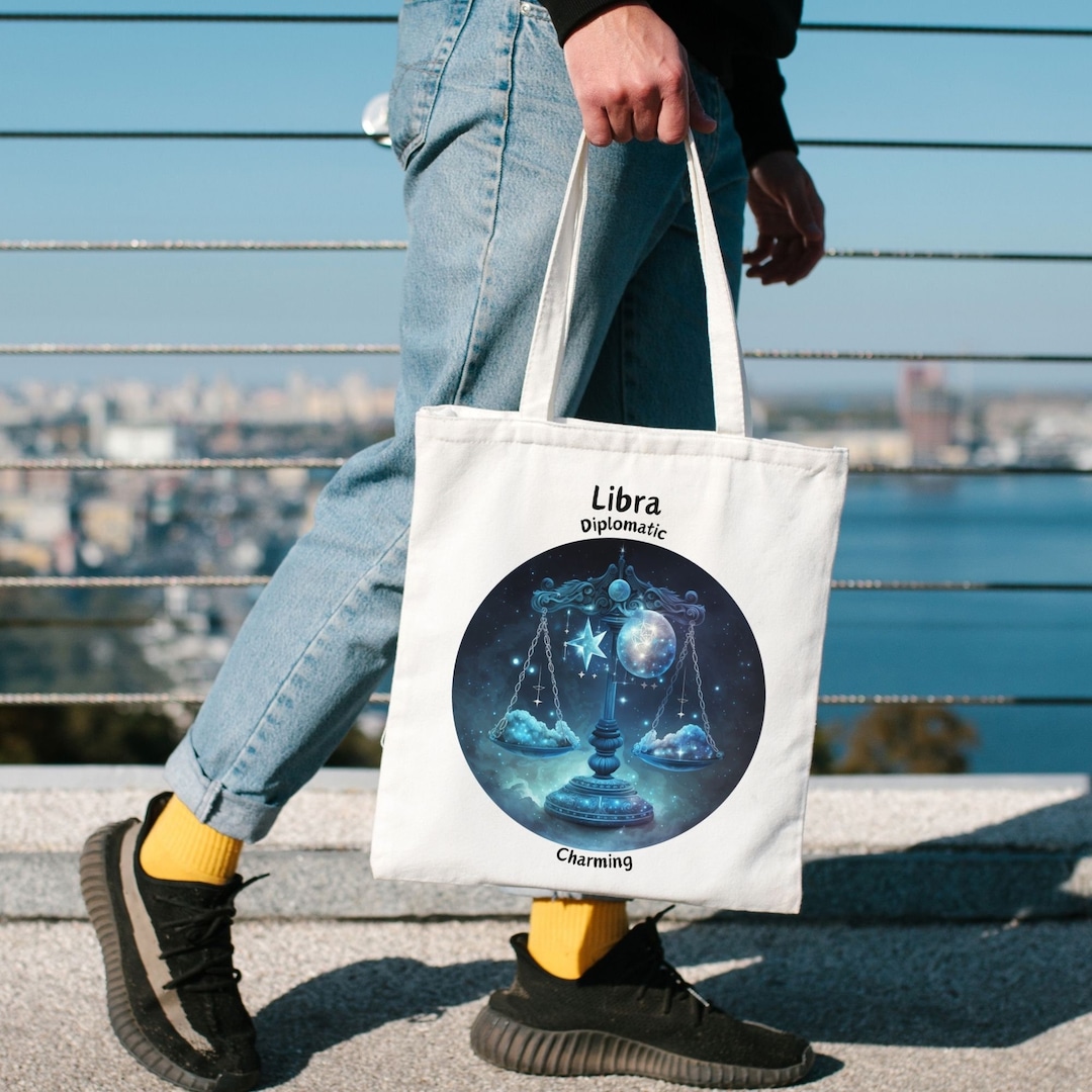 6 Zodiac Signs Cotton Canvas Tote Bag Cancer Virgo Libra Leo Scorpio ...