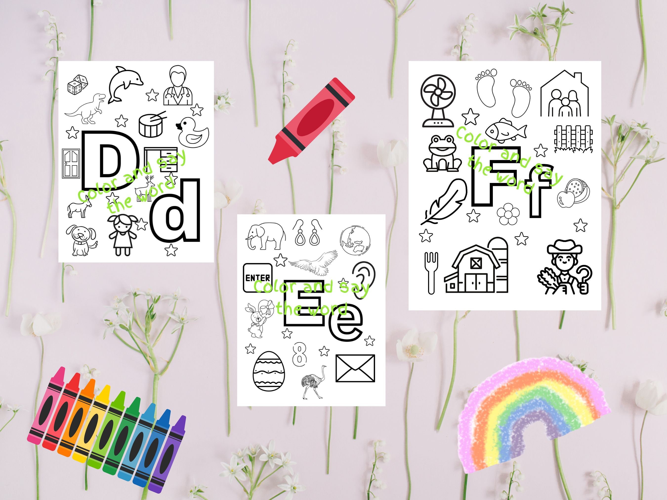 Alphabet Coloring Pages, Fun Time for Kids, Letter D Letter E Letter F ...