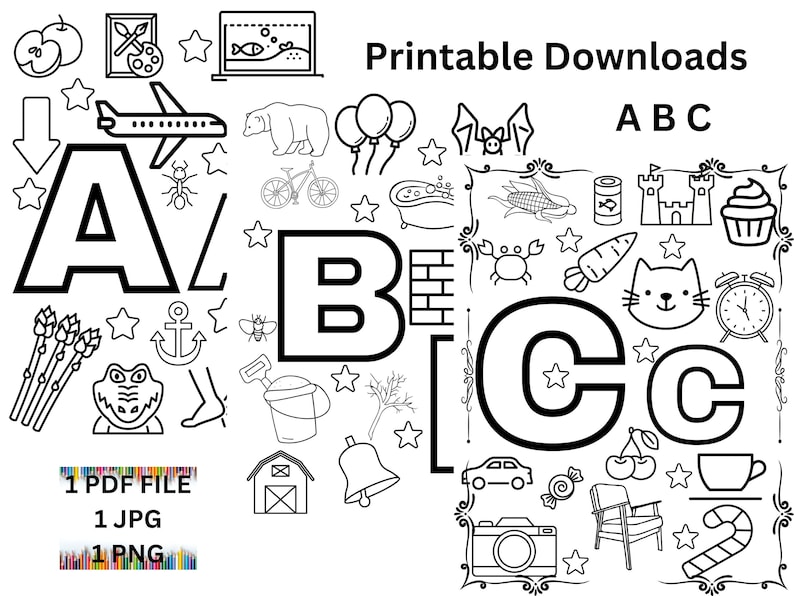 ABC Coloring Pages: Preschool Alphabet Learning (PDF) - Etsy