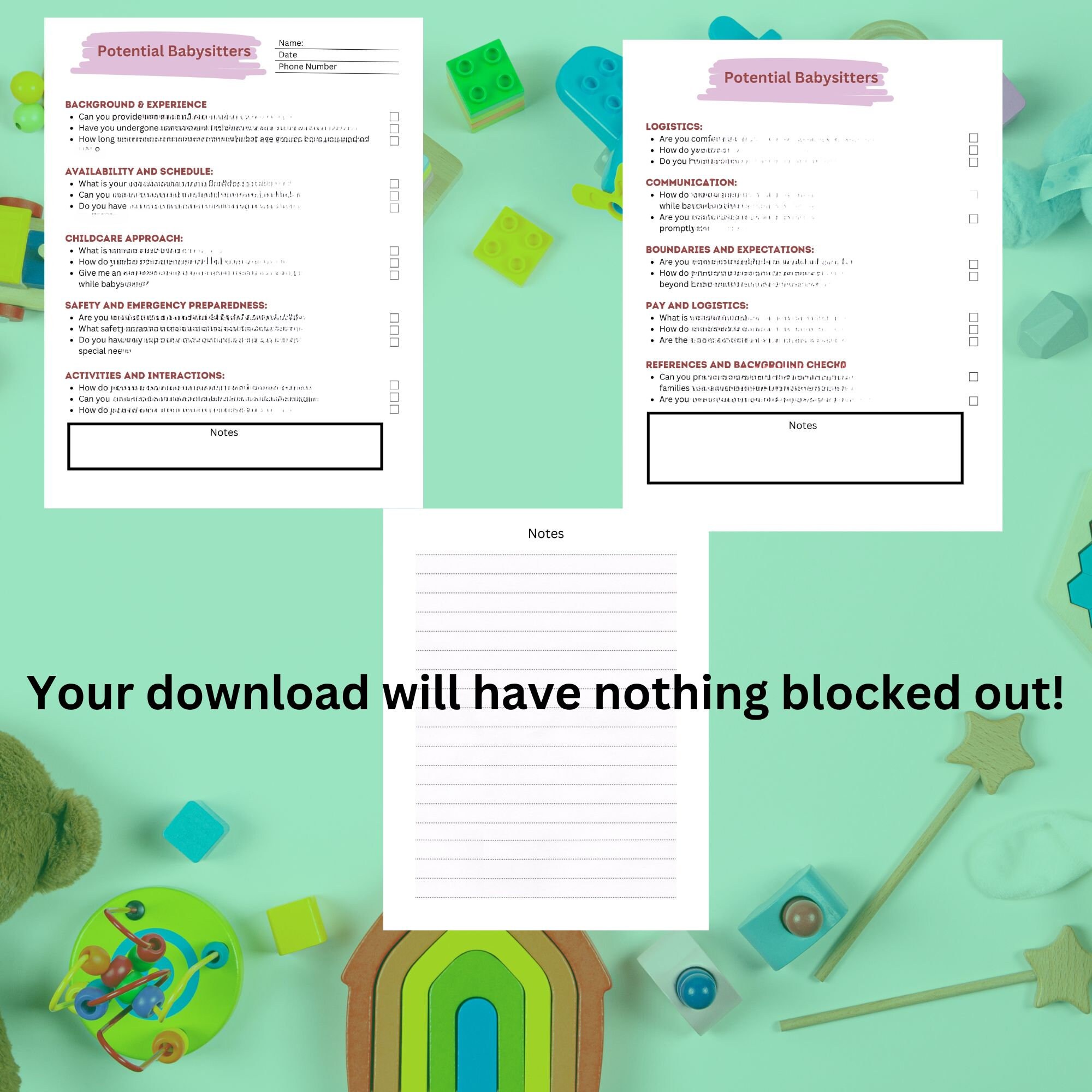 Babysitter Planner Printable, Babysitter Planner, Childcare Planner ...