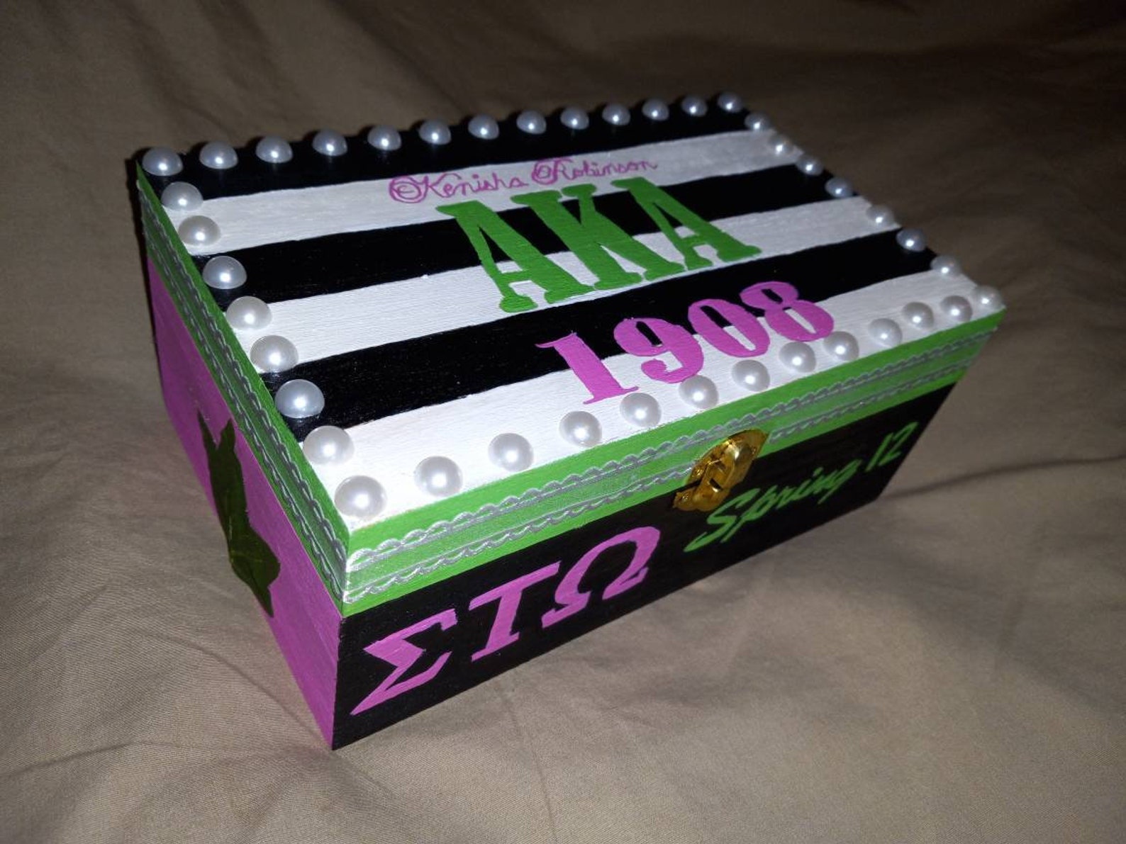 AKA Alpha Kappa Alpha Sorority Box Jewelry Box Jewelry Organizer Pin ...