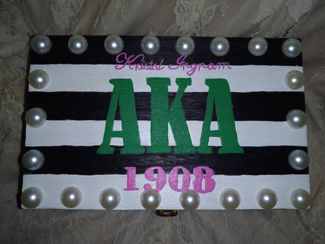 AKA Alpha Kappa Alpha Sorority Box Jewelry Box Jewelry Organizer Pin ...