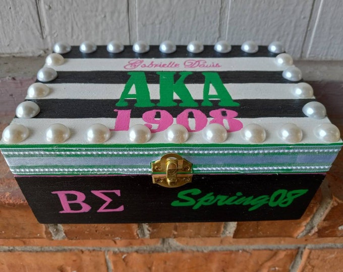 AKA Alpha Kappa Alpha Sorority Box Jewelry Box Jewelry Organizer Pin ...