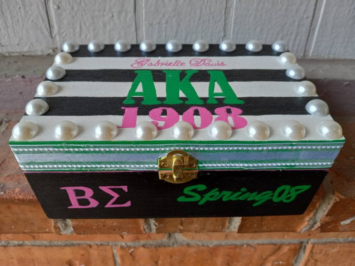 Hand-painted AKA Sorority Keepsake Box With Pearls & Lace - Etsy