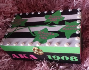 AKA Alpha Kappa Alpha Sorority Box Jewelry Box Jewelry Organizer Pin ...