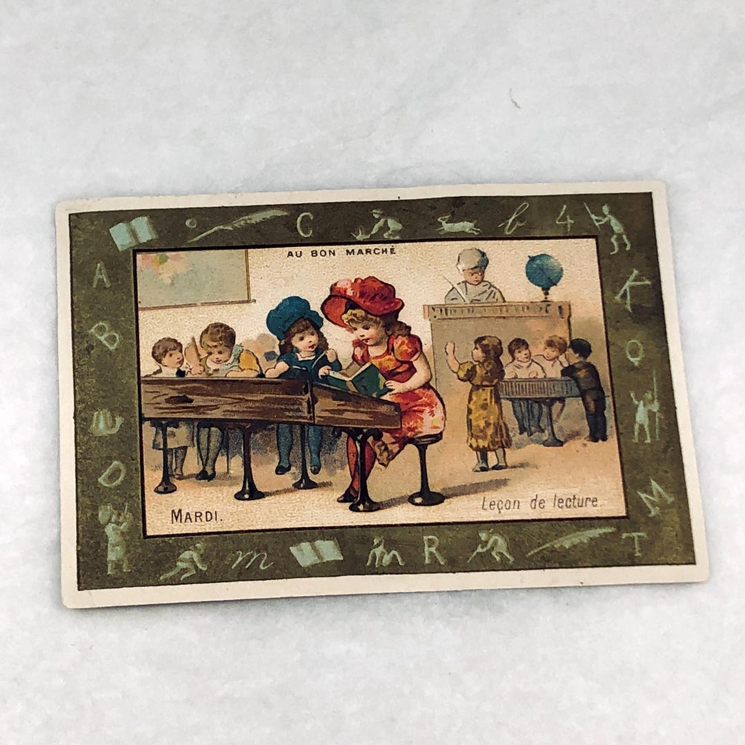 Au Bon Marché Card - Tuesday: the Reading Lesson - Etsy