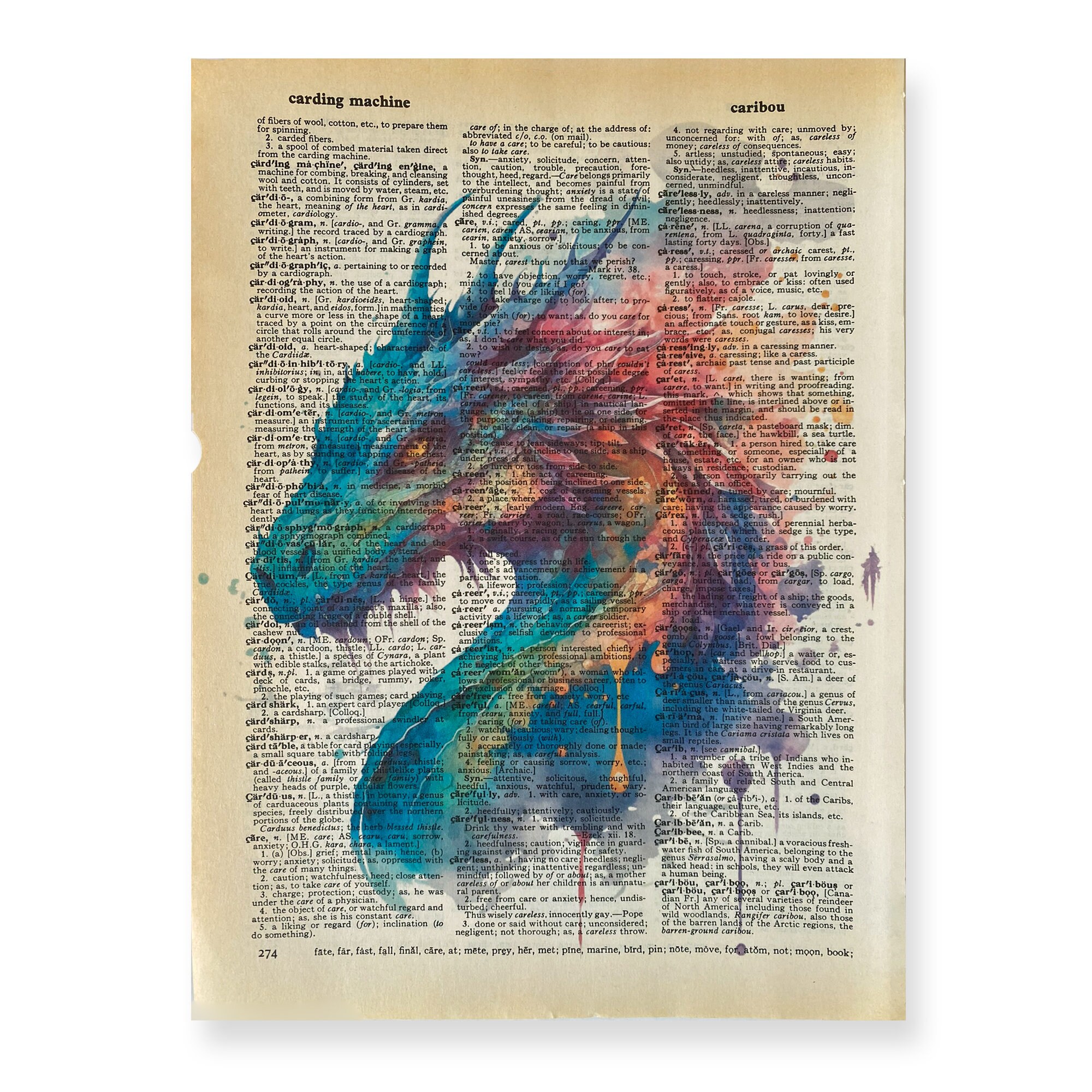 Dragon Art Print - Vintage Dictionary Art Print - Watercolor Fantasy ...