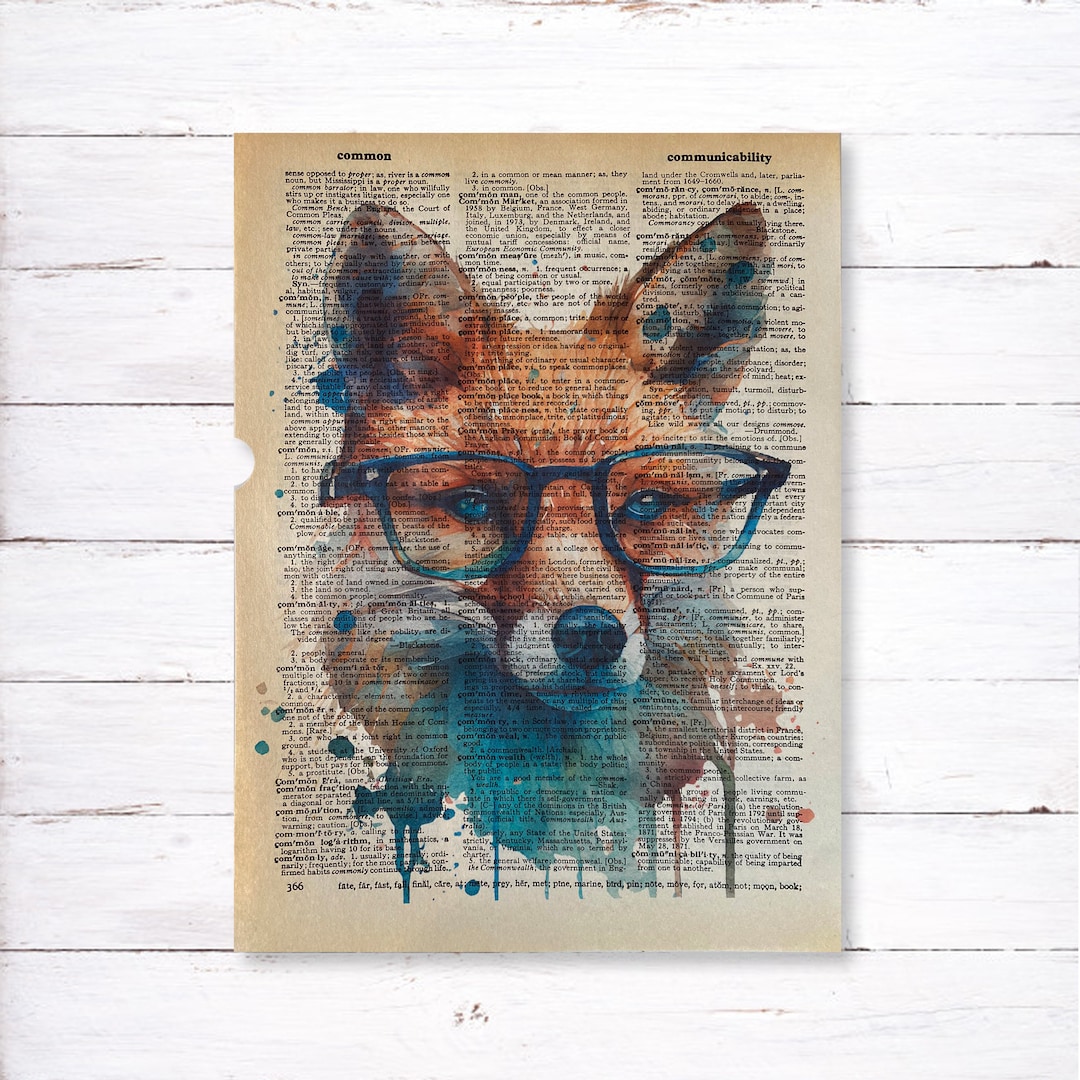 Fox Dictionary Print Vintage Dictionary Art Print Watercolor Fox Art ...