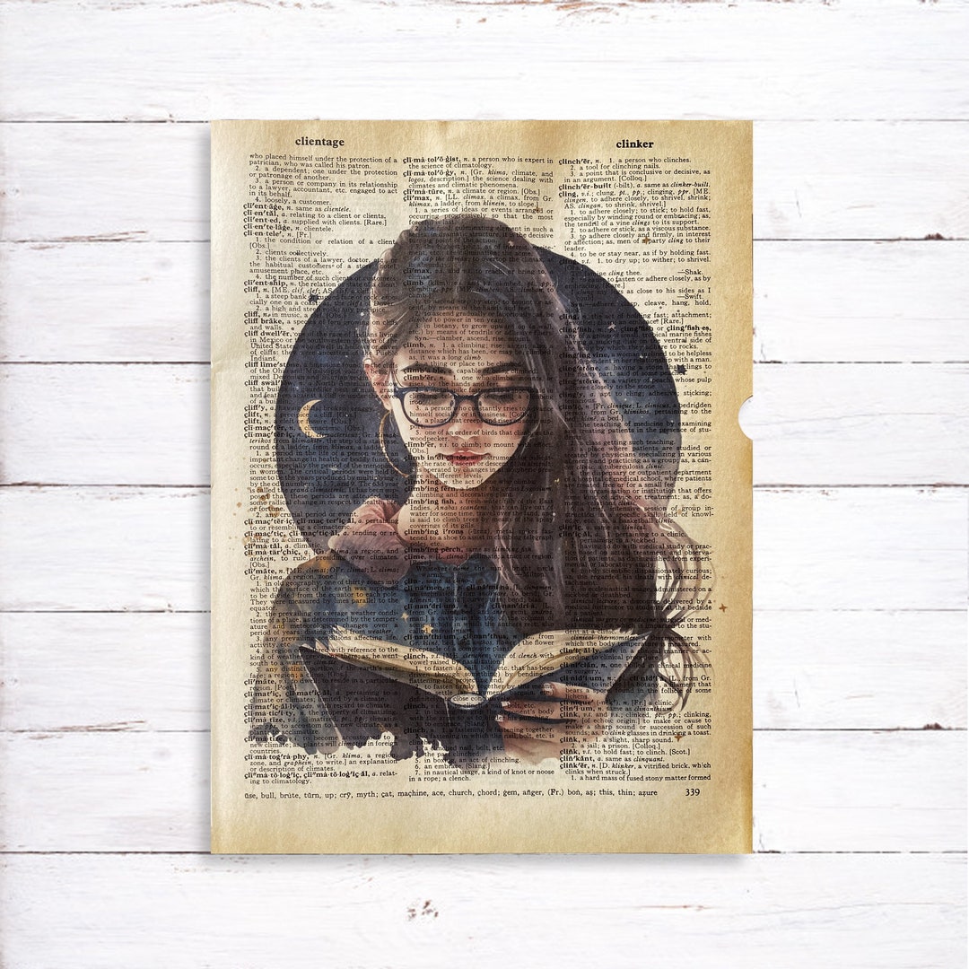 Reading Girl Art Print - Vintage Dictionary Art Print - Watercolor ...