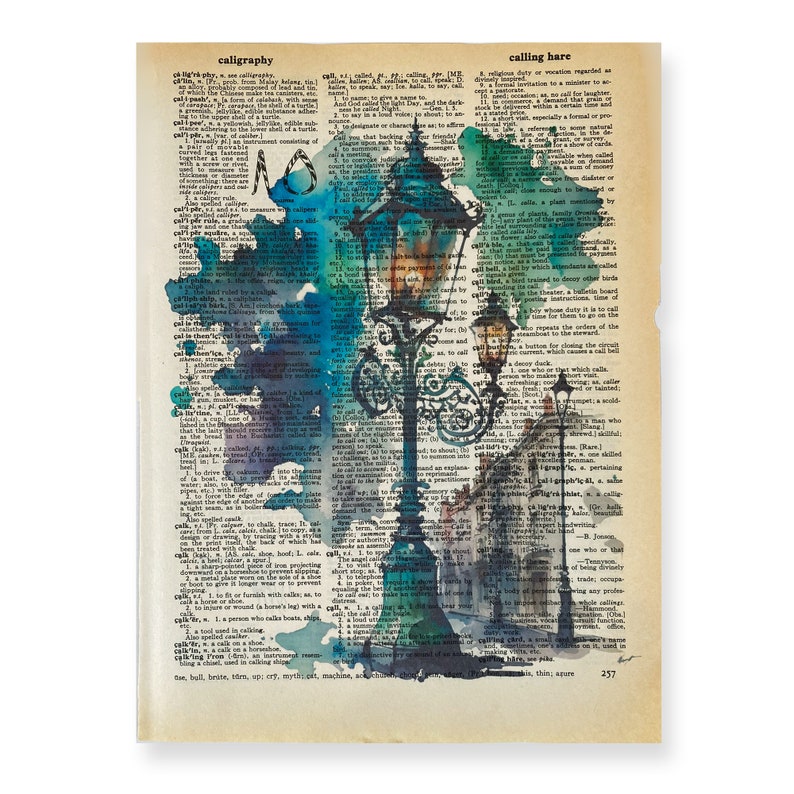 Lamppost Dictionary Print - Vintage Dictionary Art Print - Watercolor ...