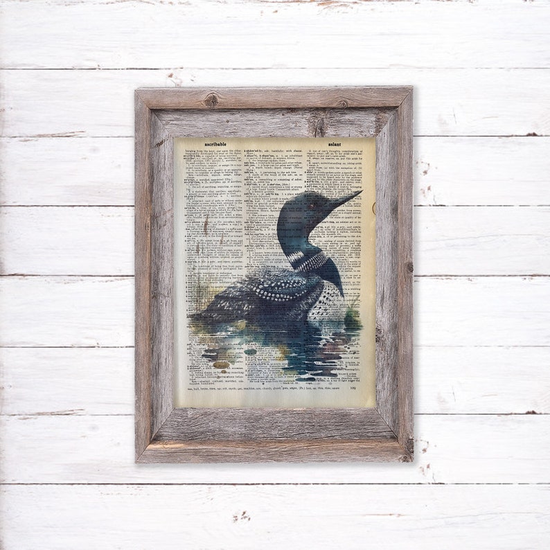 Loon Art Print, Vintage Dictionary Art Print, Wildlife Bird ...