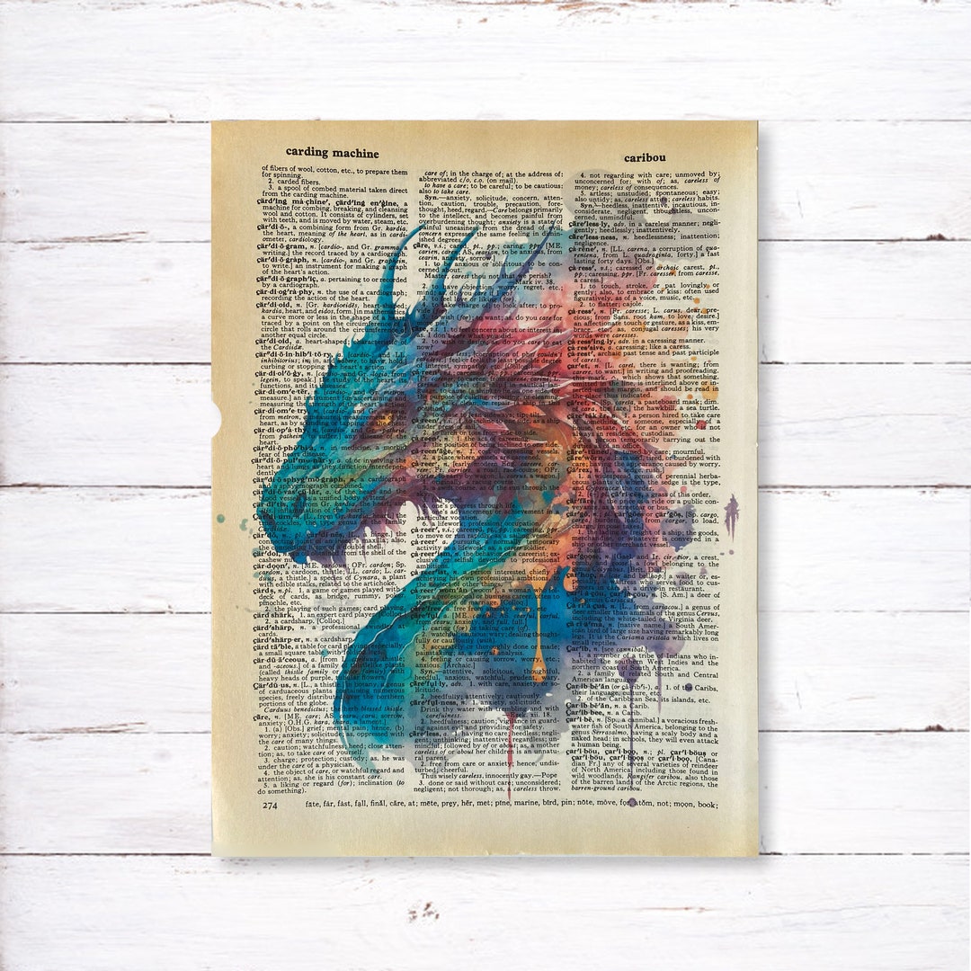 Dragon Art Print - Vintage Dictionary Art Print - Watercolor Fantasy ...