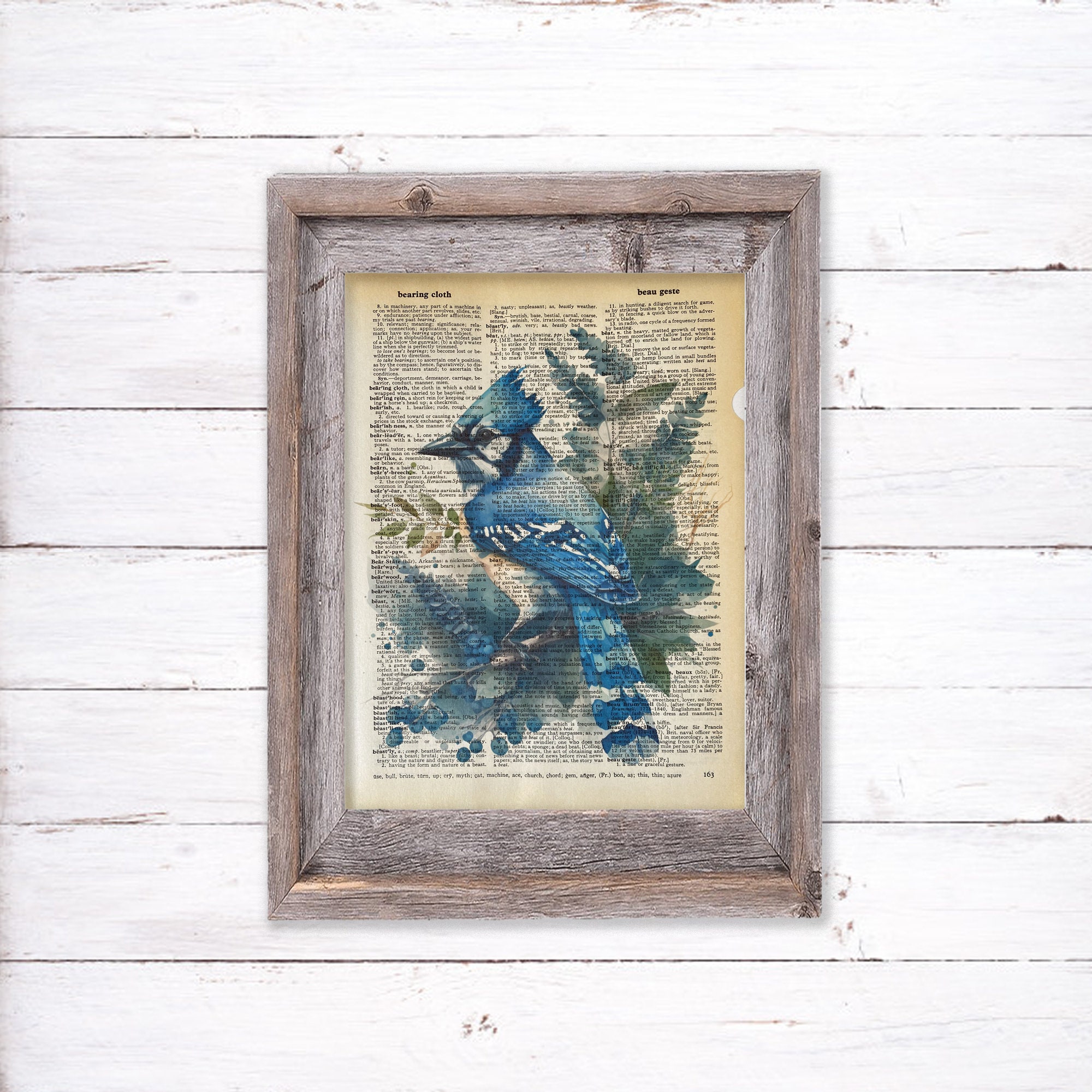 Blue Jay Art Print Vintage Dictionary Art Print Watercolor Blue Jay ...