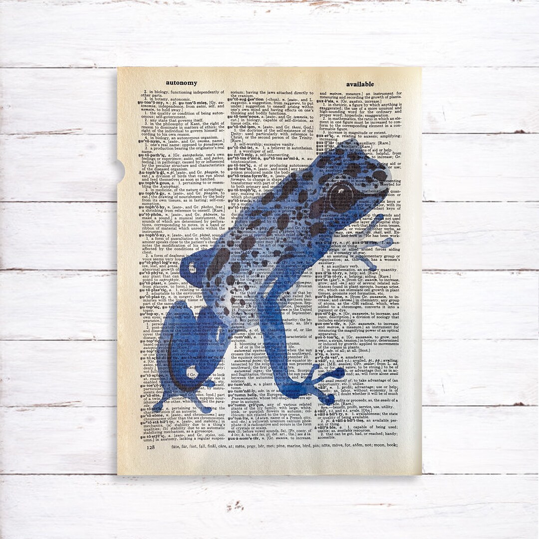Dart Frog Art Print, Vintage Dictionary Art Print, Watercolor Frog ...