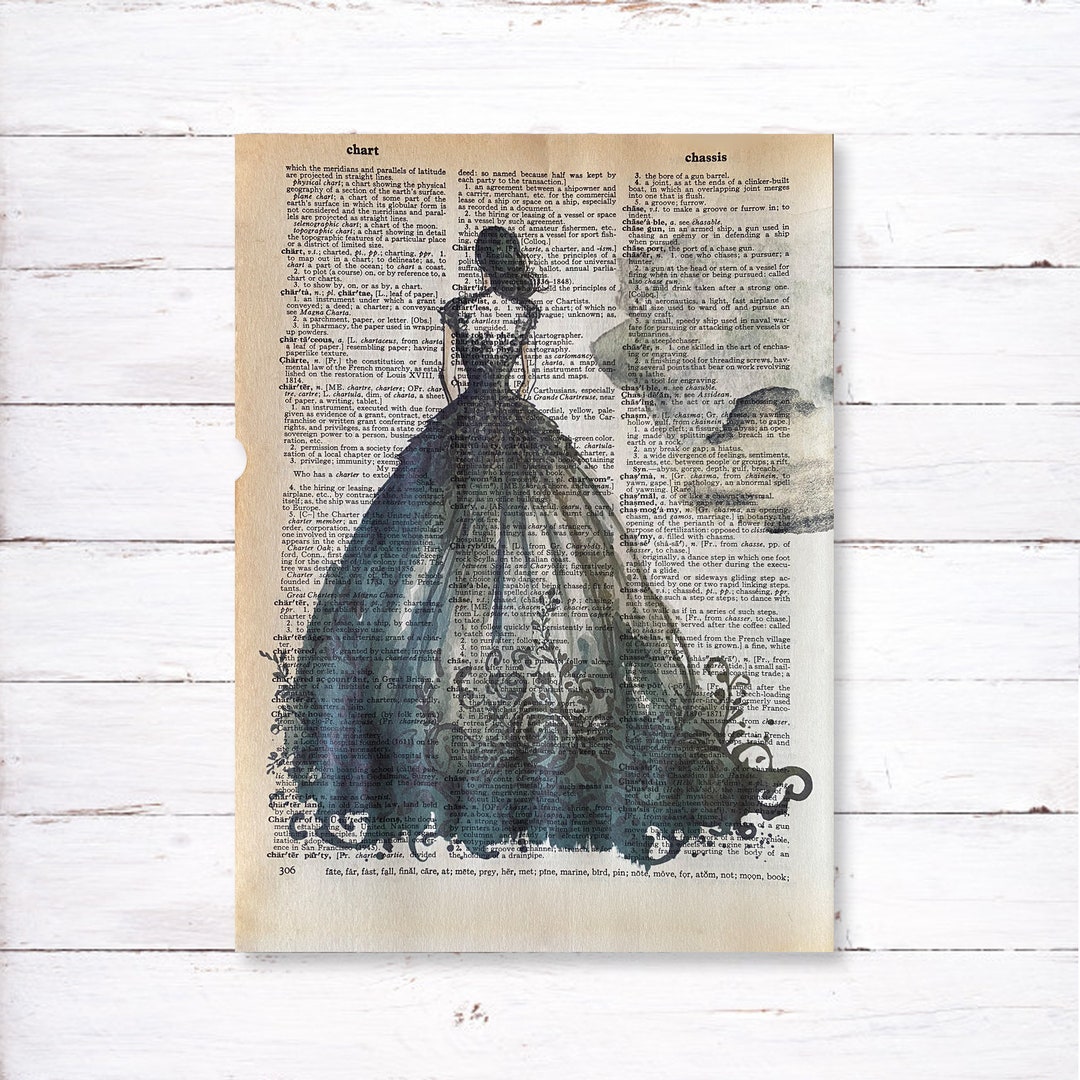 Bride Art Print Vintage Dictionary Art Print Ballgown Dress ...