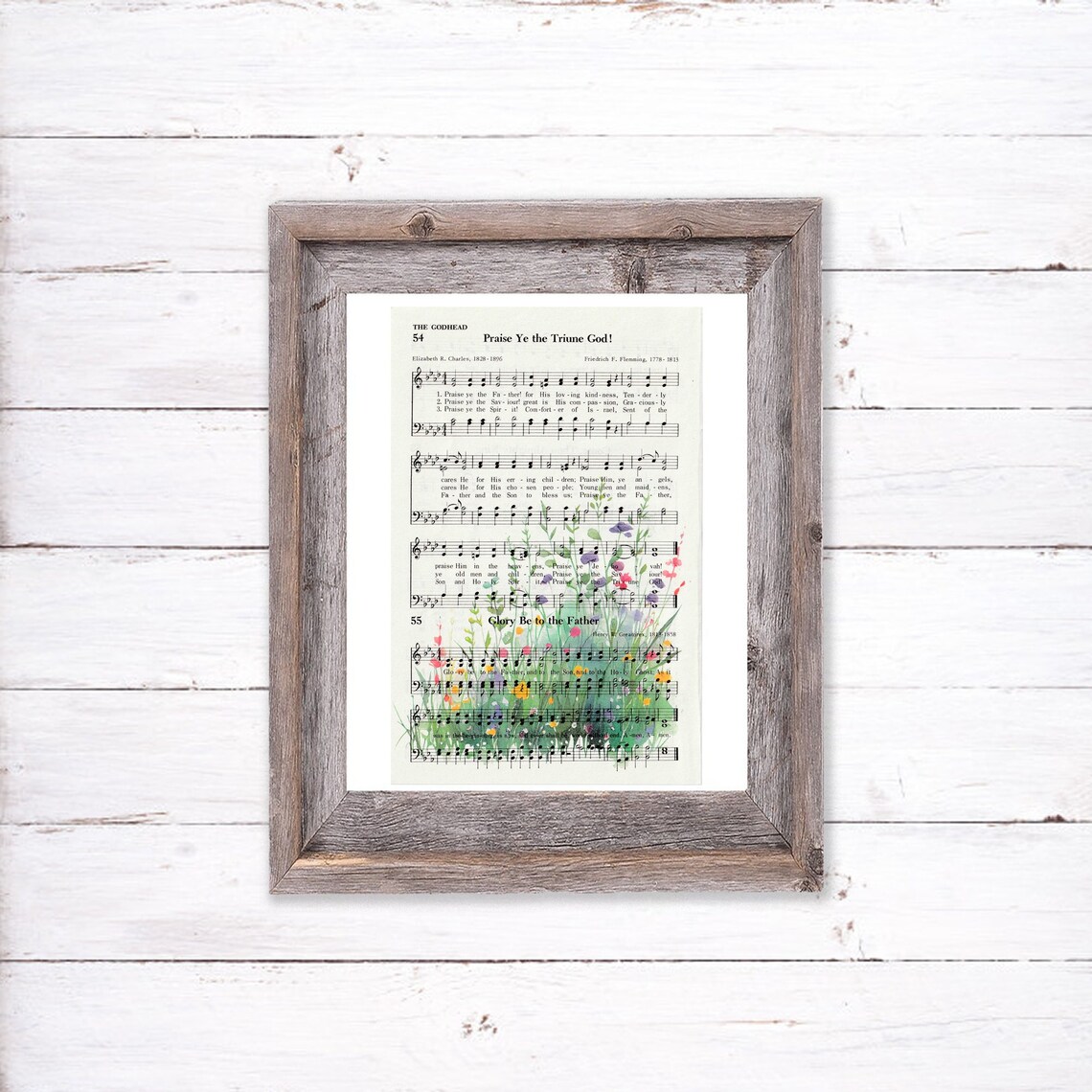 Hymn Page Art Print - Floral Watercolor Art Print - Upcycled Floral ...