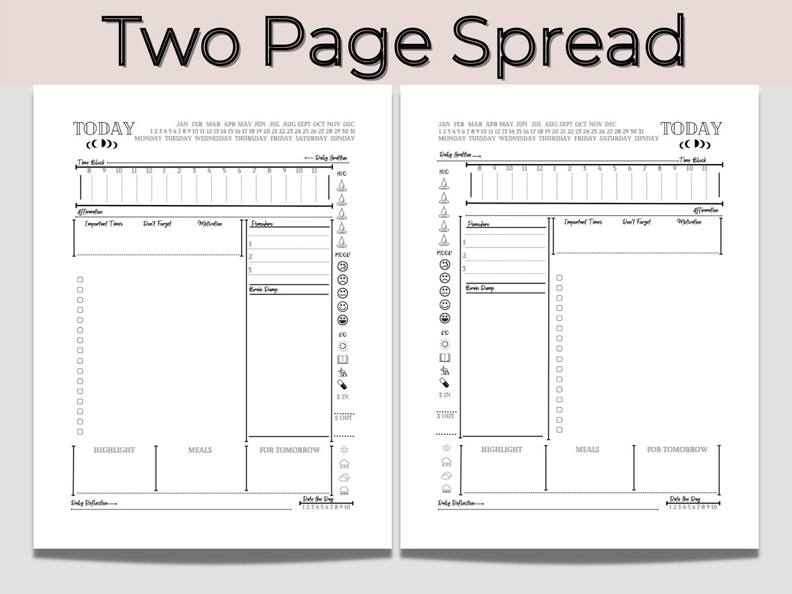 Daily Tracker Premade Bullet Journal Future Log Gratitude Journal Mood ...