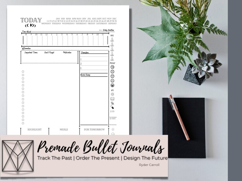 Daily Tracker Premade Bullet Journal Future Log Gratitude Journal Mood ...