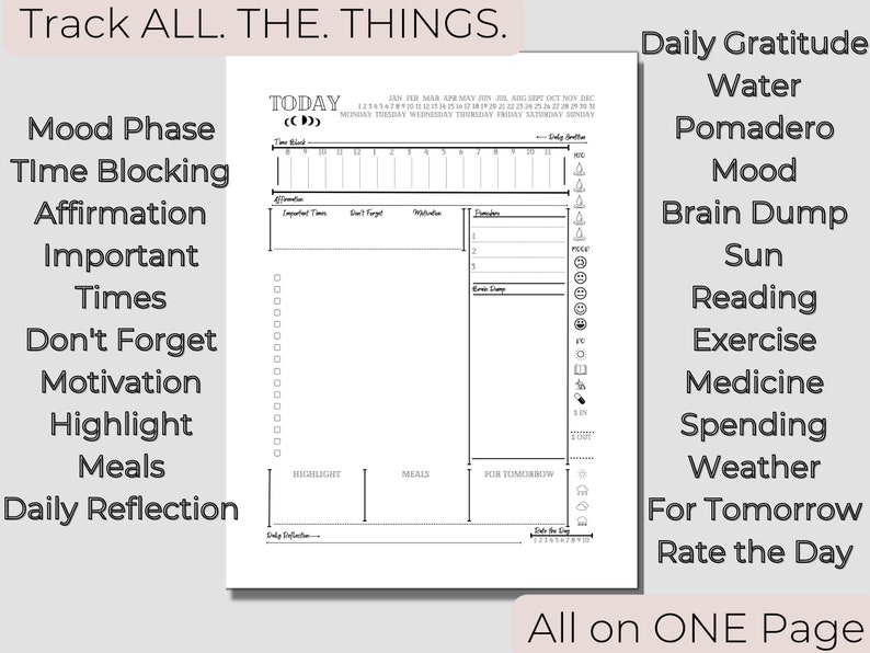 Daily Tracker Premade Bullet Journal Future Log Gratitude Journal Mood ...