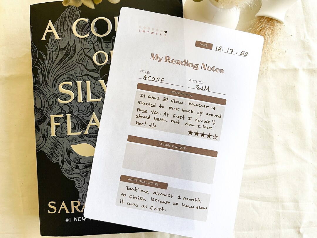 Printable Reading Journal Insert, Minimalist Book Review (digital ...