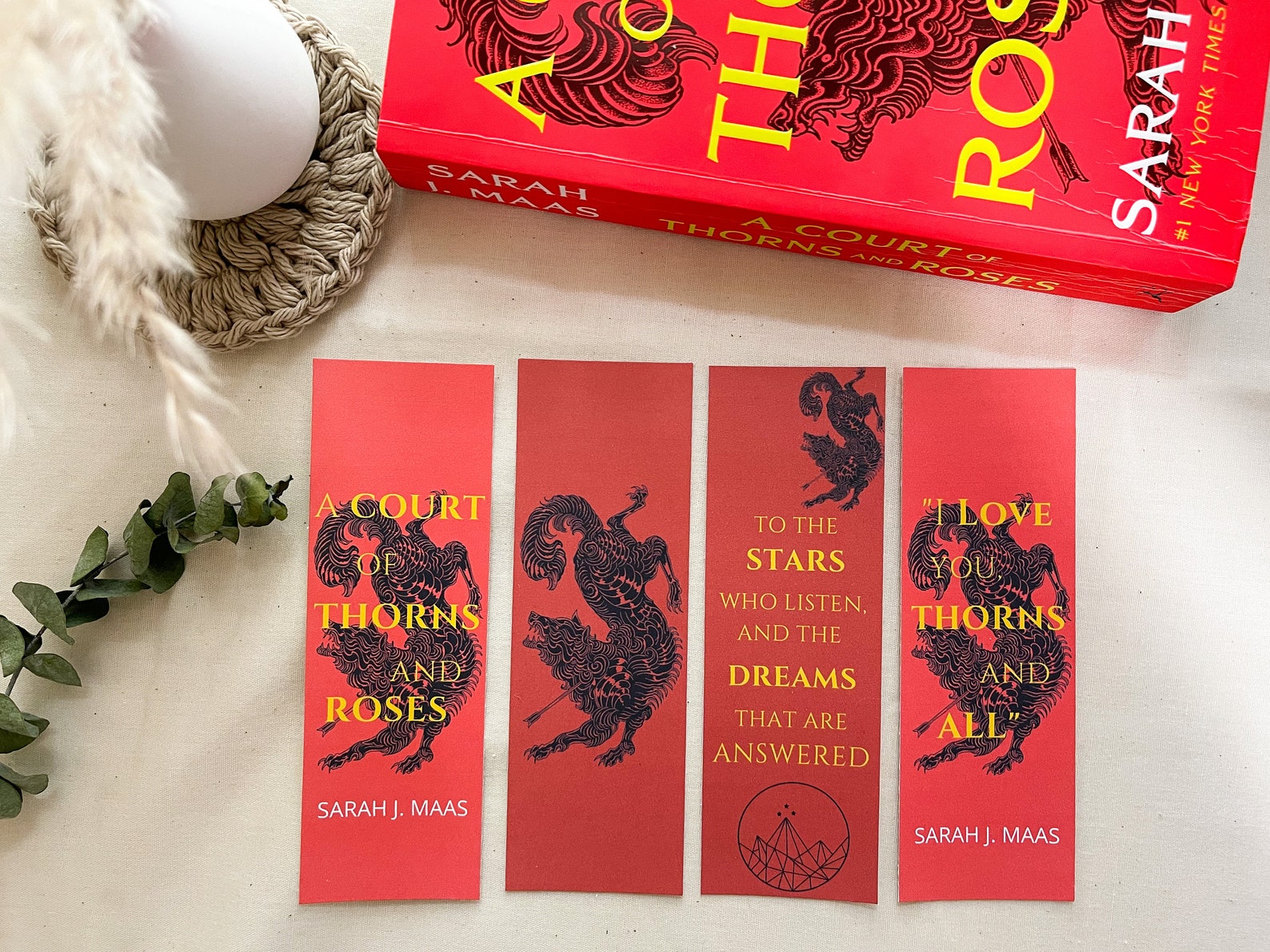 Printable ACOTAR Bookmark Set of 4, Digital Download Bookmarks, Book ...