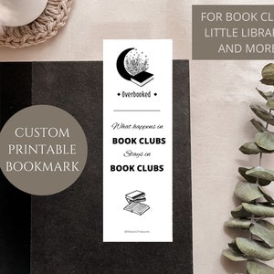 Custom Printable Bookmark, Personalized Digital Download, Book Club ...