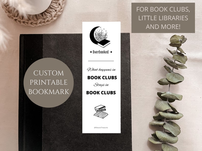 Custom Printable Bookmark, Personalized Digital Download, Book Club ...