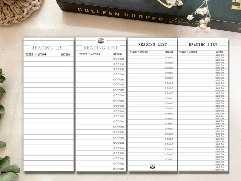 Digital Printable Bookmark, Library Card Reading List, Keep Track of ...