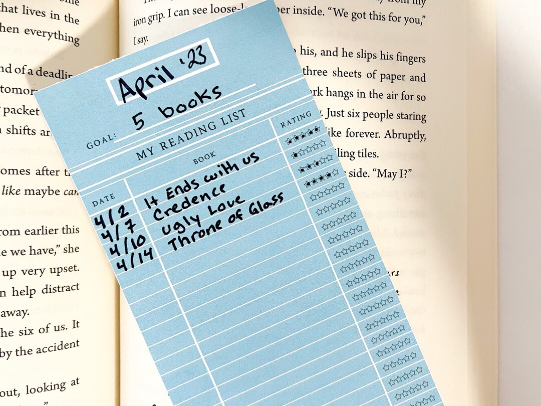 Digital Printable Bookmark Blue Teal, Library Card Reading List, Keep ...