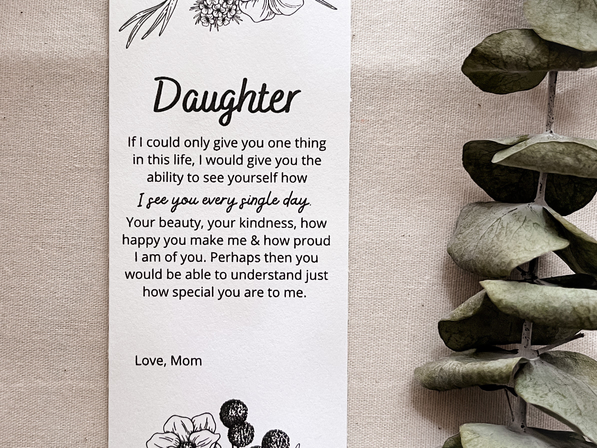Printable DAUGHTER Bookmark Print at Home Gift the Same Day - Etsy