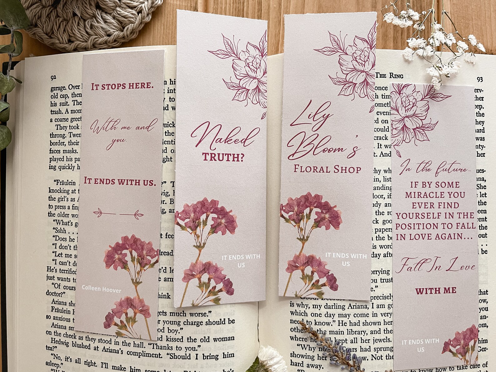 Printable Bookmark, It Ends With Us Colleen Hoover, Digital Download ...