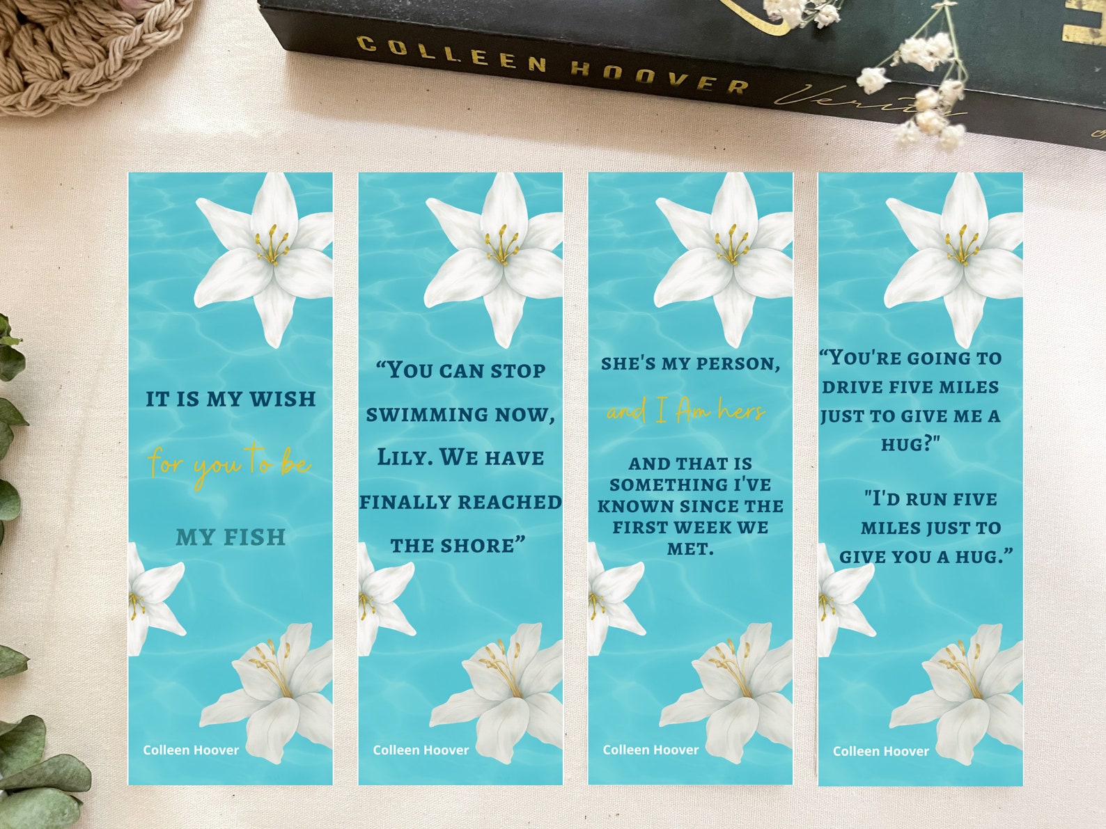 Printable Bookmark Set of 4, It Starts With Us Colleen Hoover, Digital ...