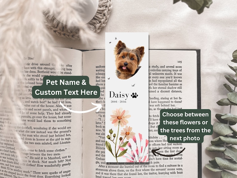 Digital Printable Pet Bookmark, Dog, Cat Pet Personalized Bookmarks ...