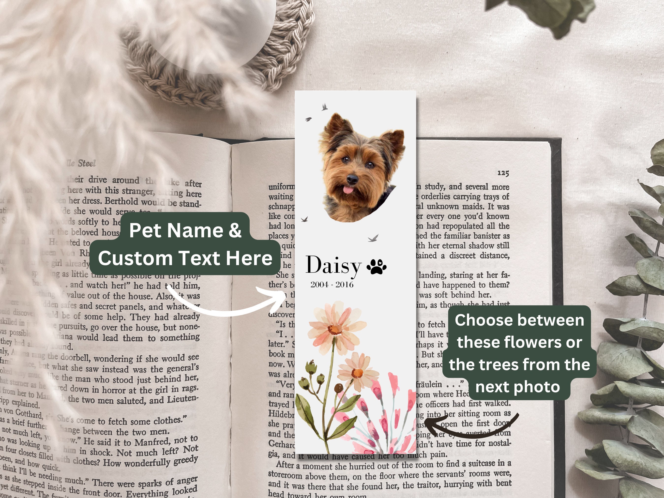 Digital Printable Pet Bookmark, Dog, Cat Pet Personalized Bookmarks ...