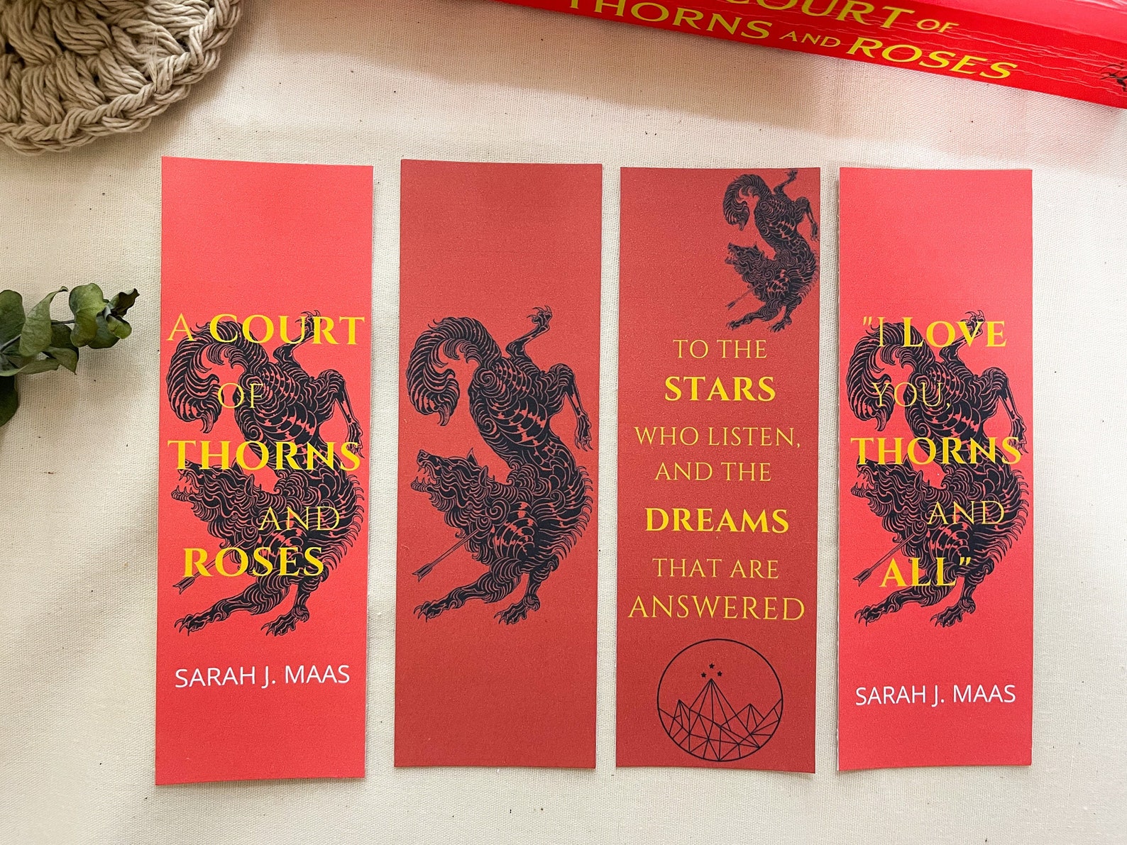 Printable ACOTAR Bookmark Set of 4, Digital Download Bookmarks, Book ...