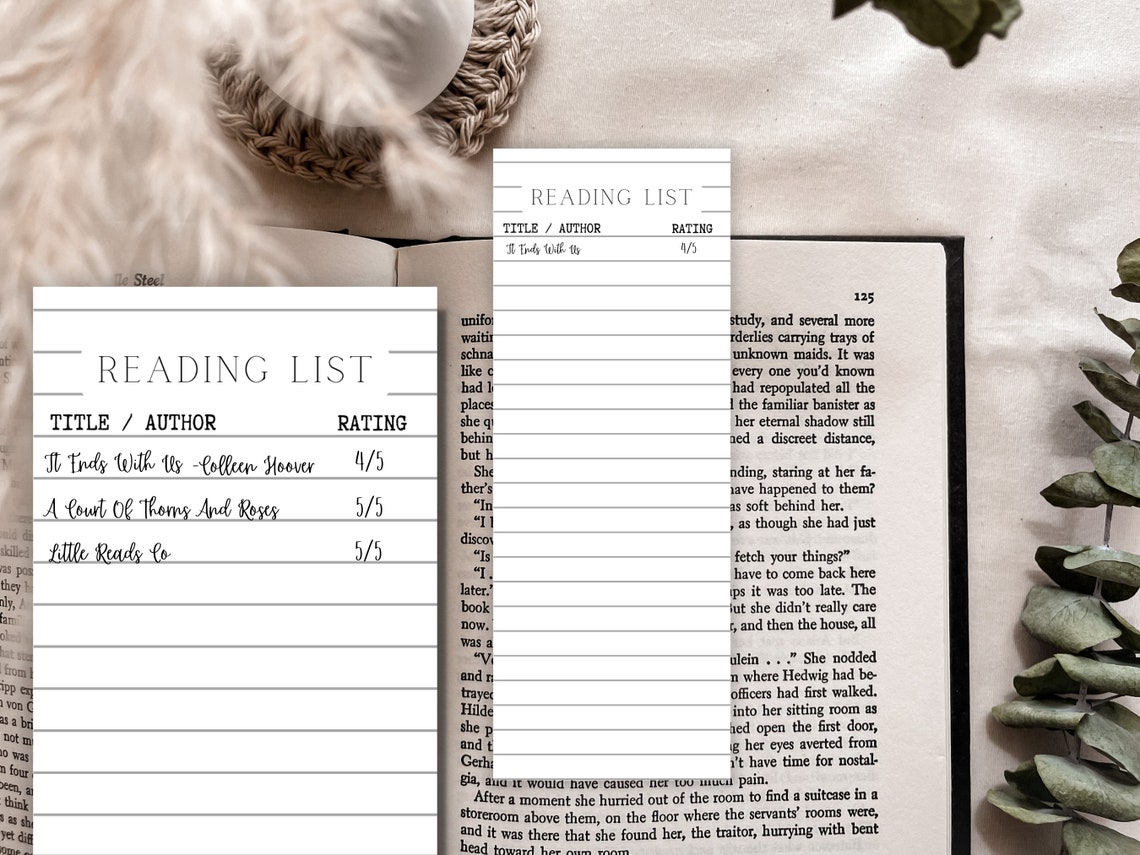 Digital Printable Bookmark, Library Card Reading List, Keep Track of ...