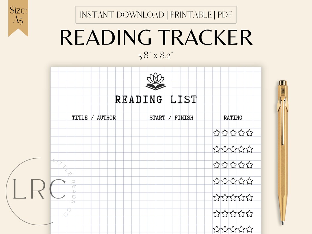 Reading Tracker Printable, Reading List, A5 Journal, Book Log, Reviews ...