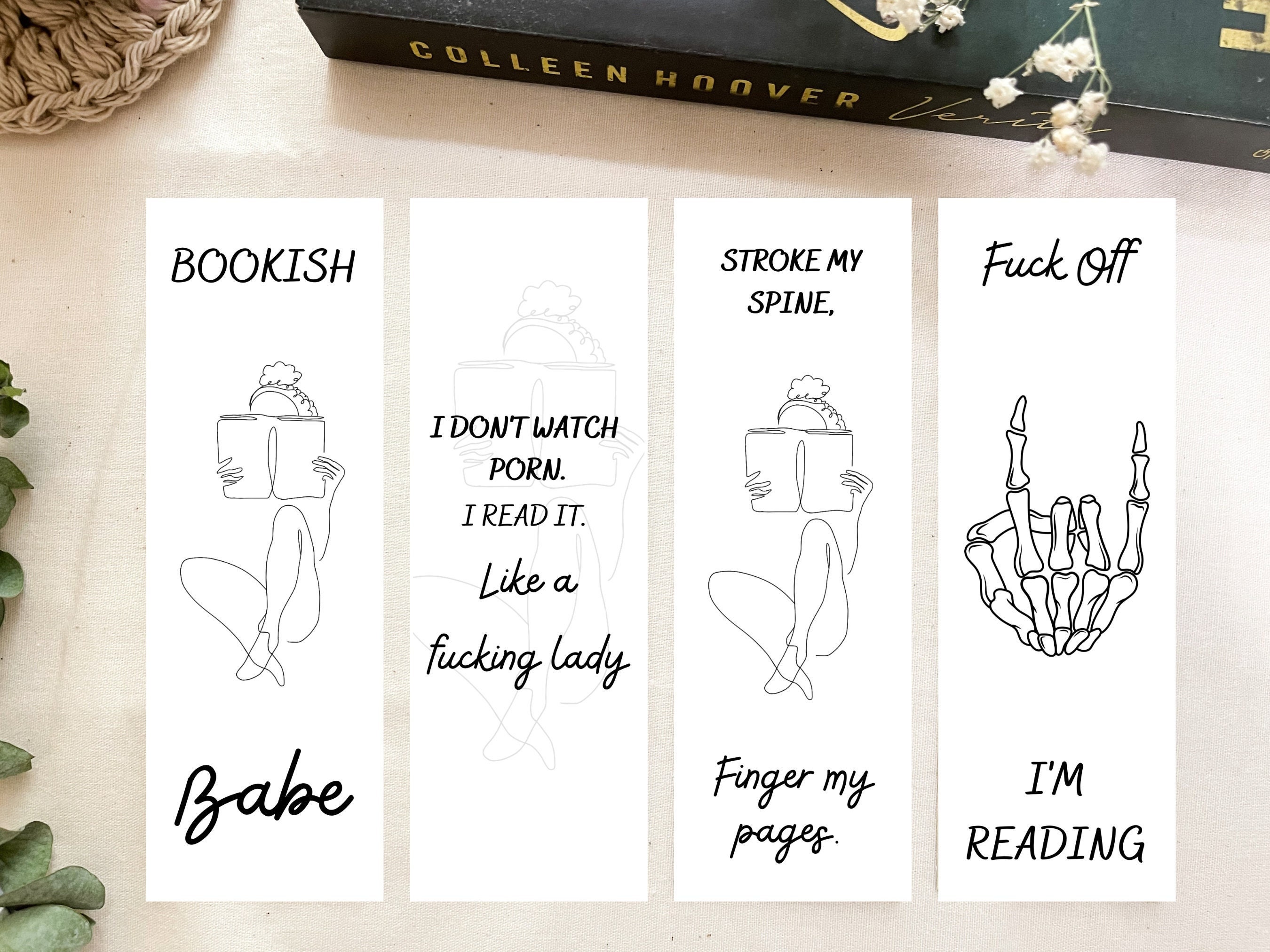 Printable NAUGHTY Bookmark Set, Bookish Babe, F off I'm Reading, Smut ...