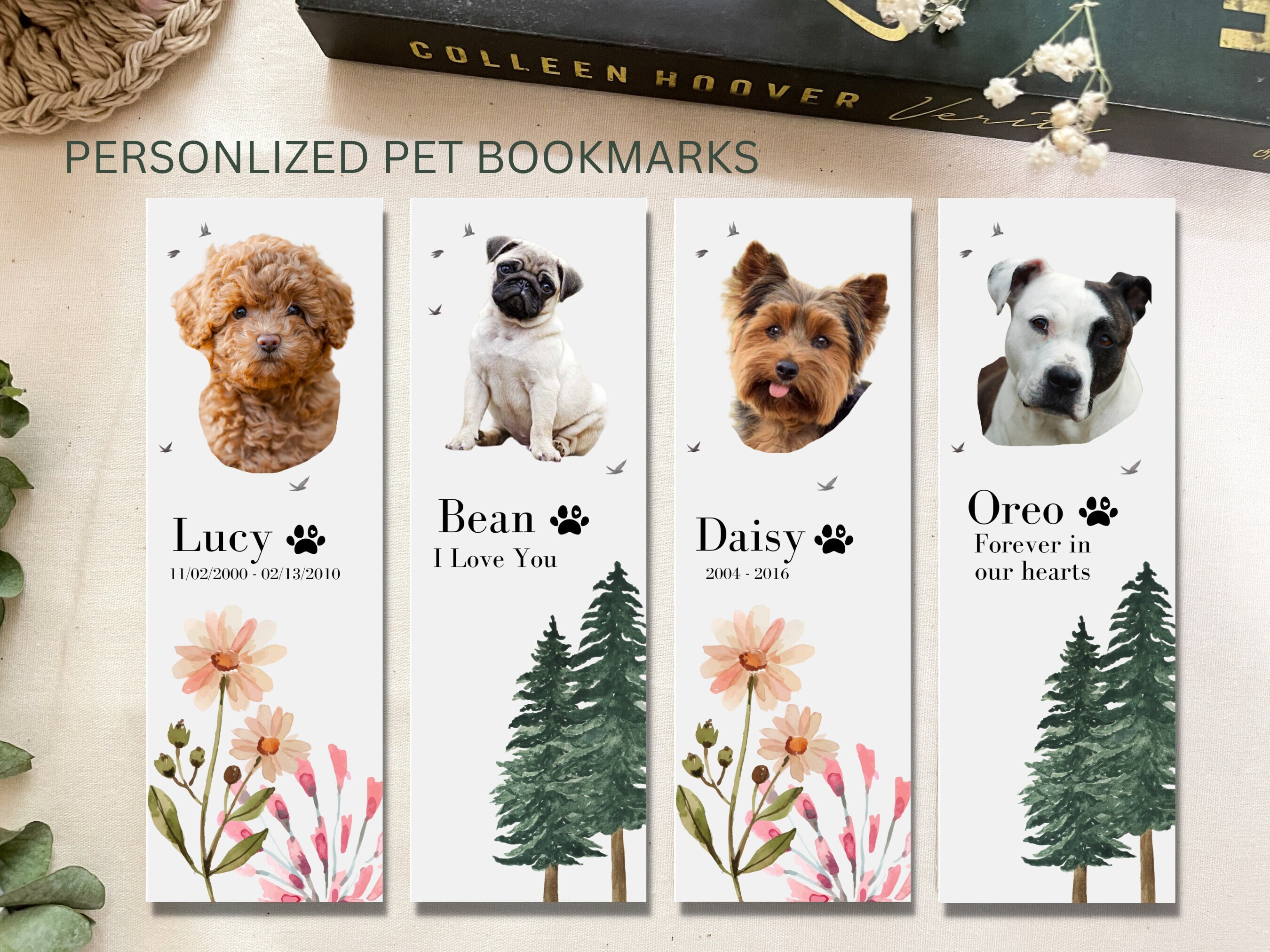 Digital Printable Pet Bookmark, Dog, Cat Pet Personalized Bookmarks ...