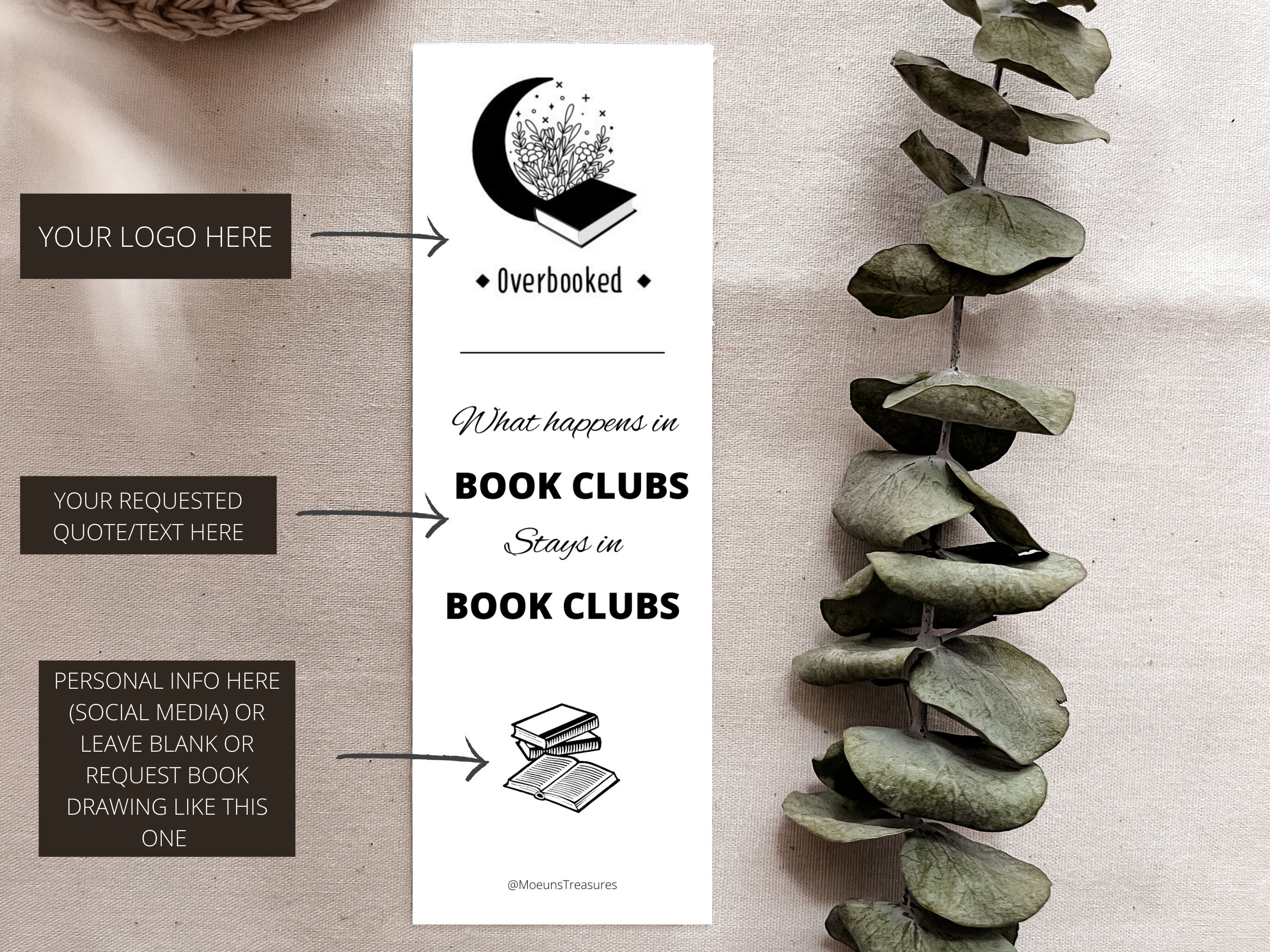 Custom Printable Bookmark, Personalized Digital Download Bookmark for ...