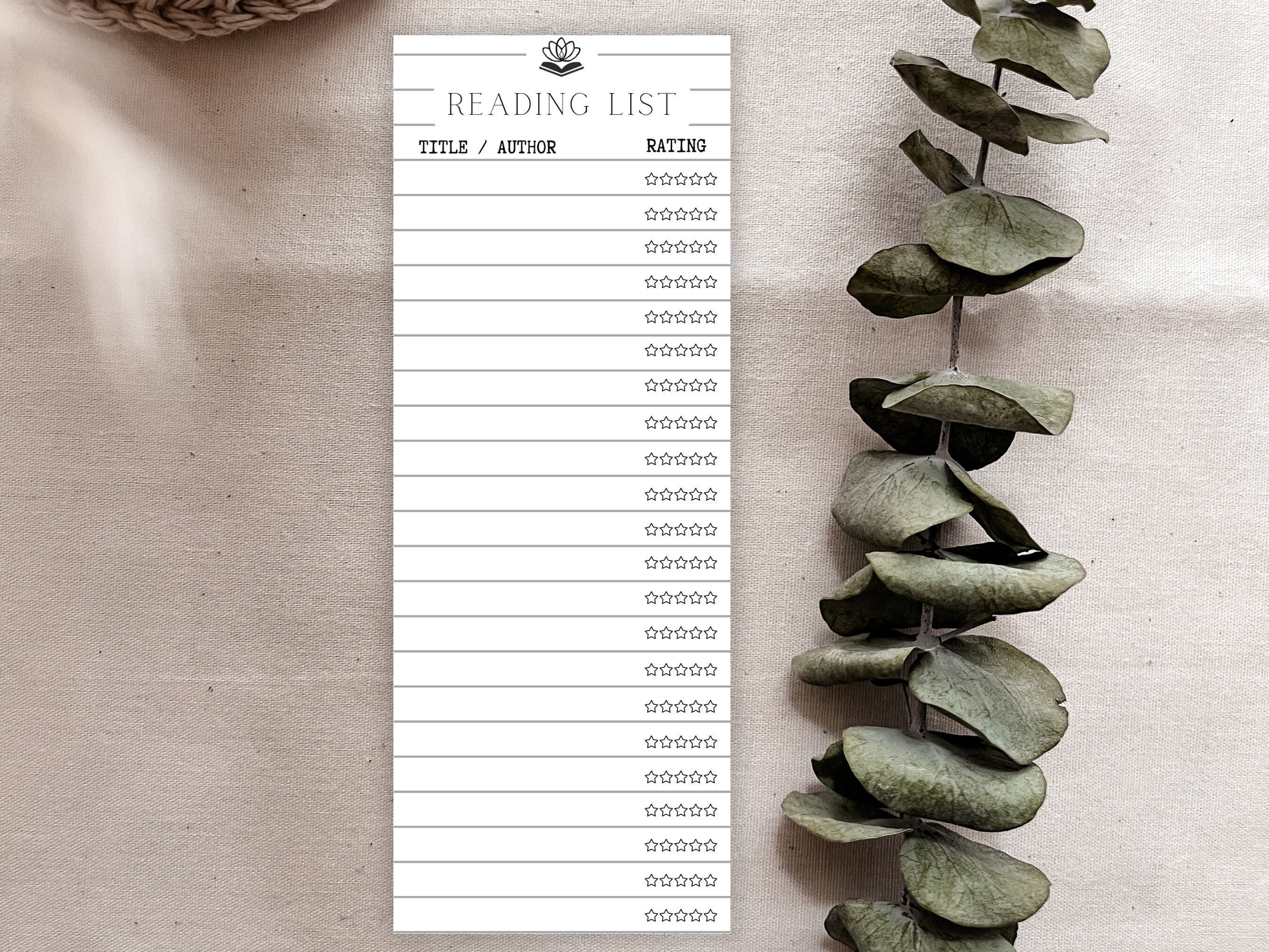 Digital Printable Bookmark, Library Card Reading List, Keep Track of ...