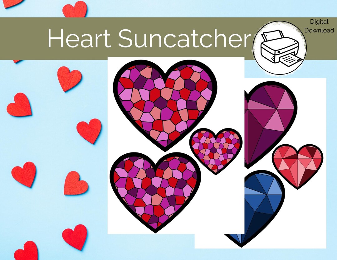 Valentine's Day Suncatcher Craft: Heart Designs, Kids' Project (digital ...