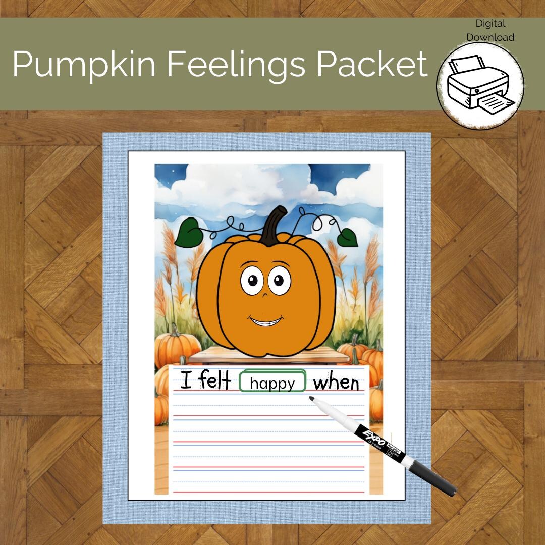 Pumpkin Feelings Handwriting Practice Emotions Build a Pumpkin Activity ...