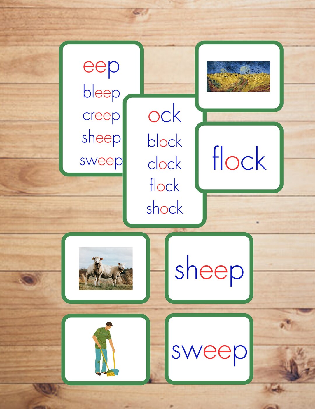 Montessori Green Series Language Cards Learn to Read Sight - Etsy