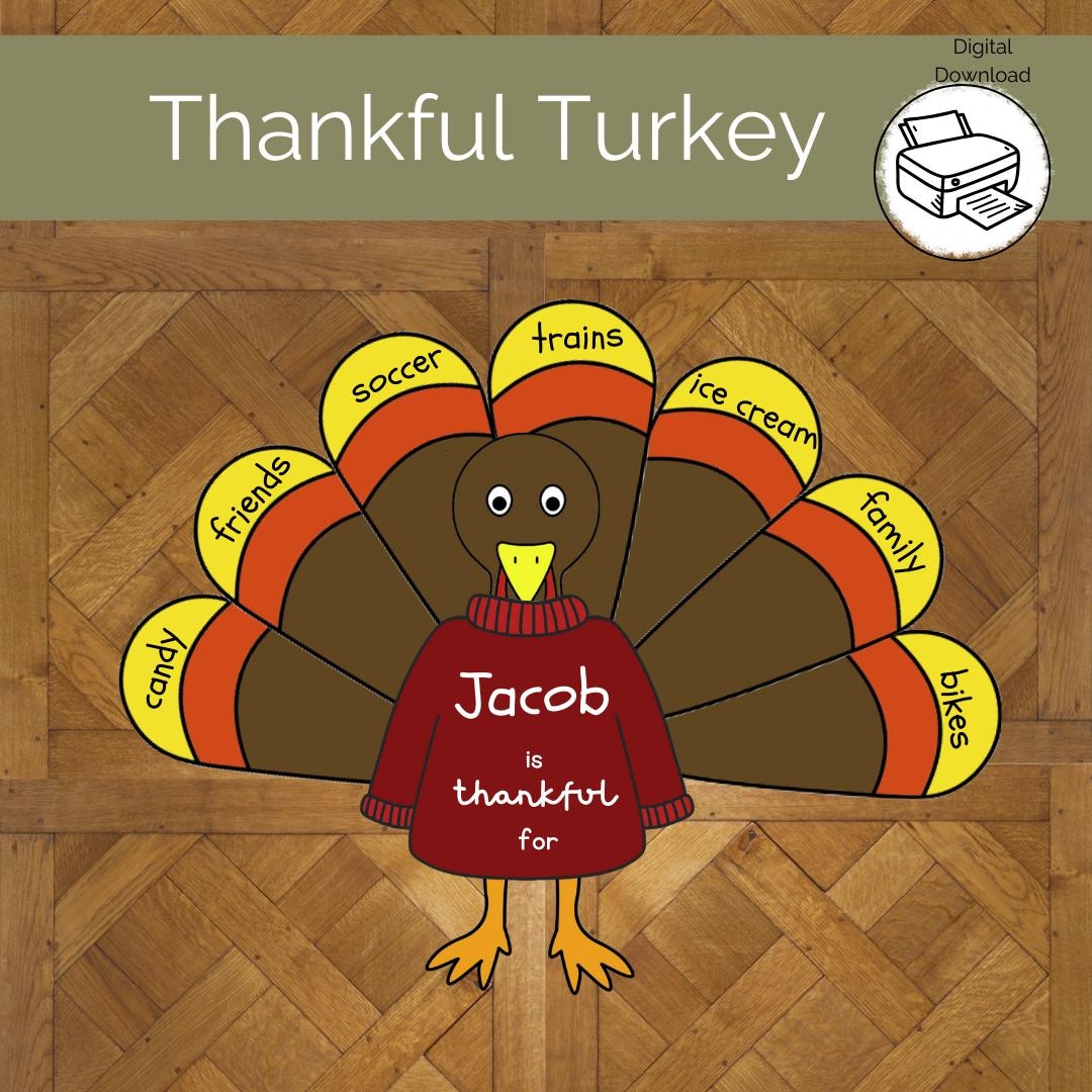 Thanksgiving Craft, Build a Turkey, Thankful Turkey, Cut and Paste ...