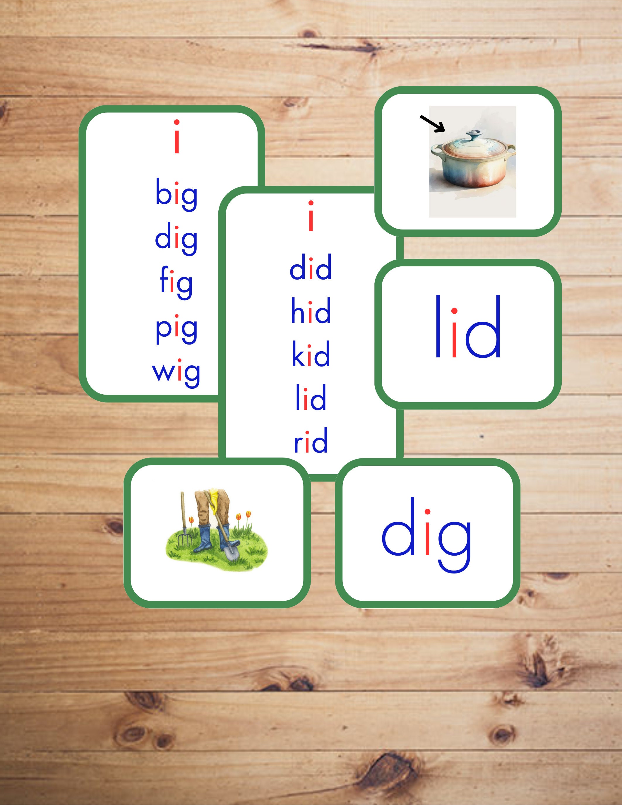 Montessori Green Series Language Cards, Learn to Read CVC Words ...