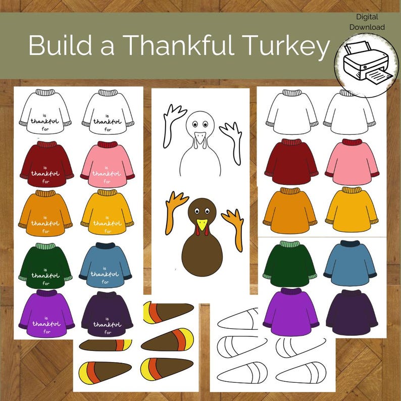 Thanksgiving Turkey Craft Bundle, Printable Activities (digital ...